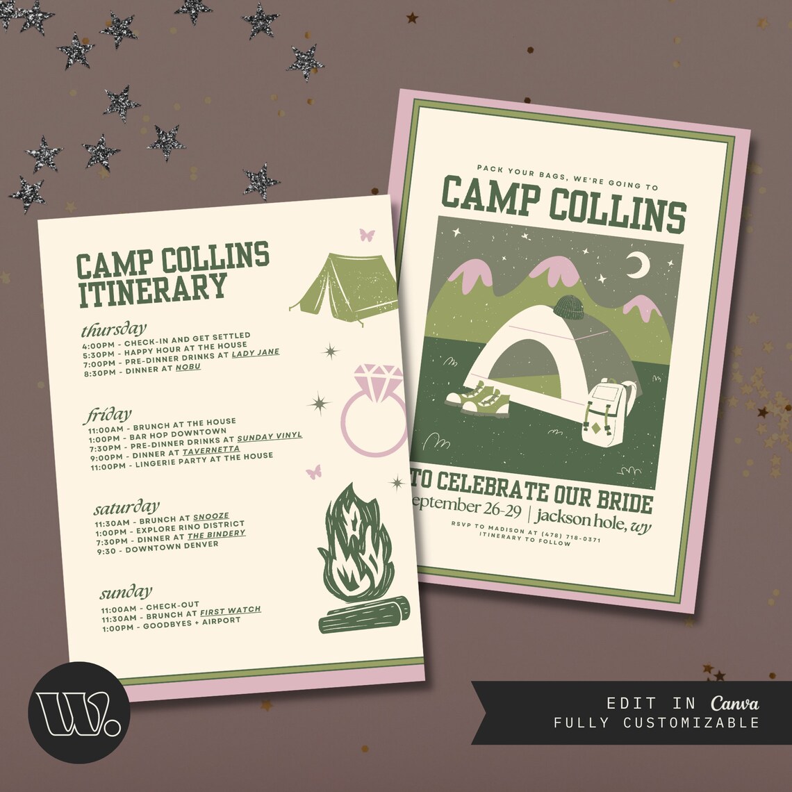 Camp Bachelorette Invite, Boho Bachelorette Decor, Girl Scout ...