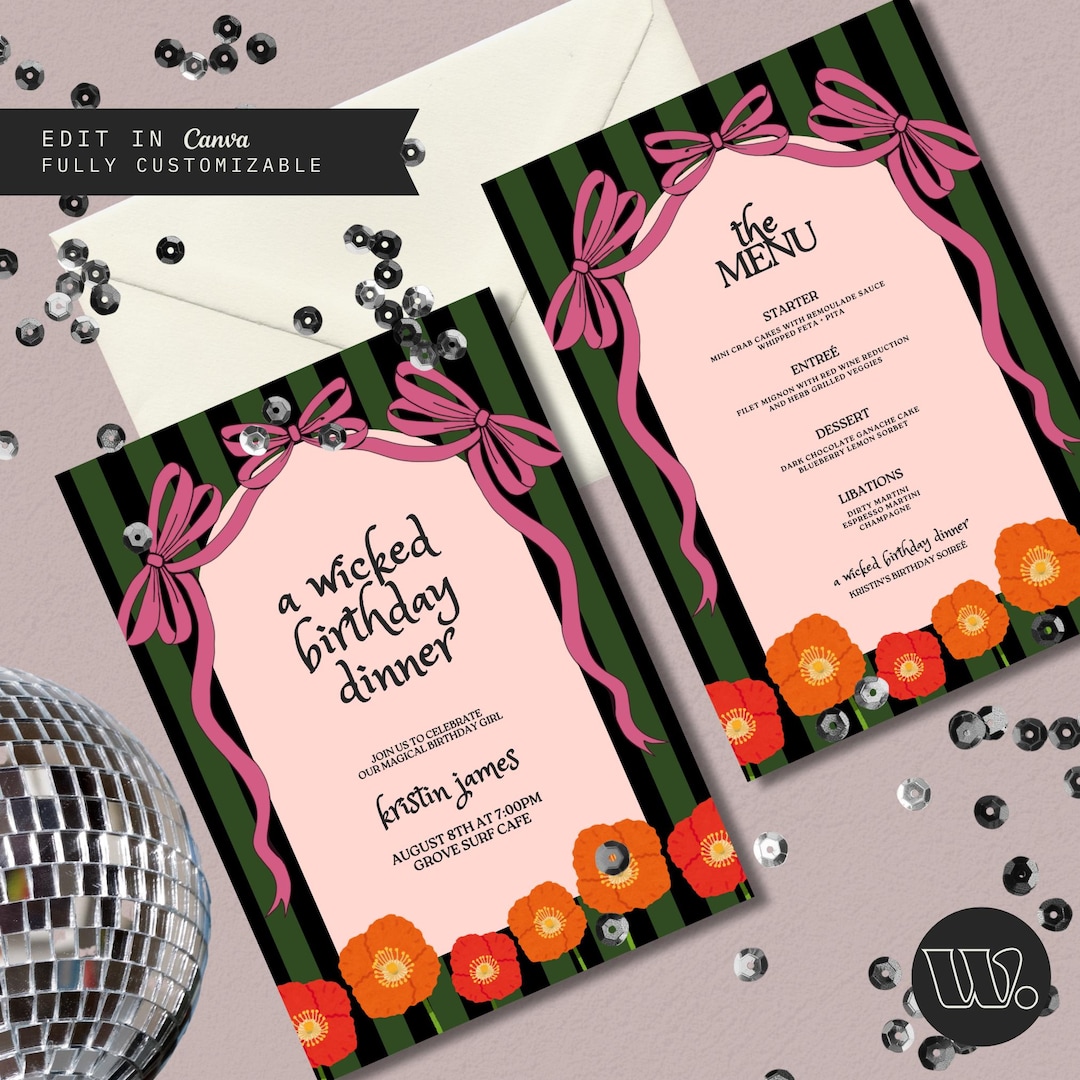 Wicked Birthday Invite, Defying Gravity Birthday, Pink and Green ...