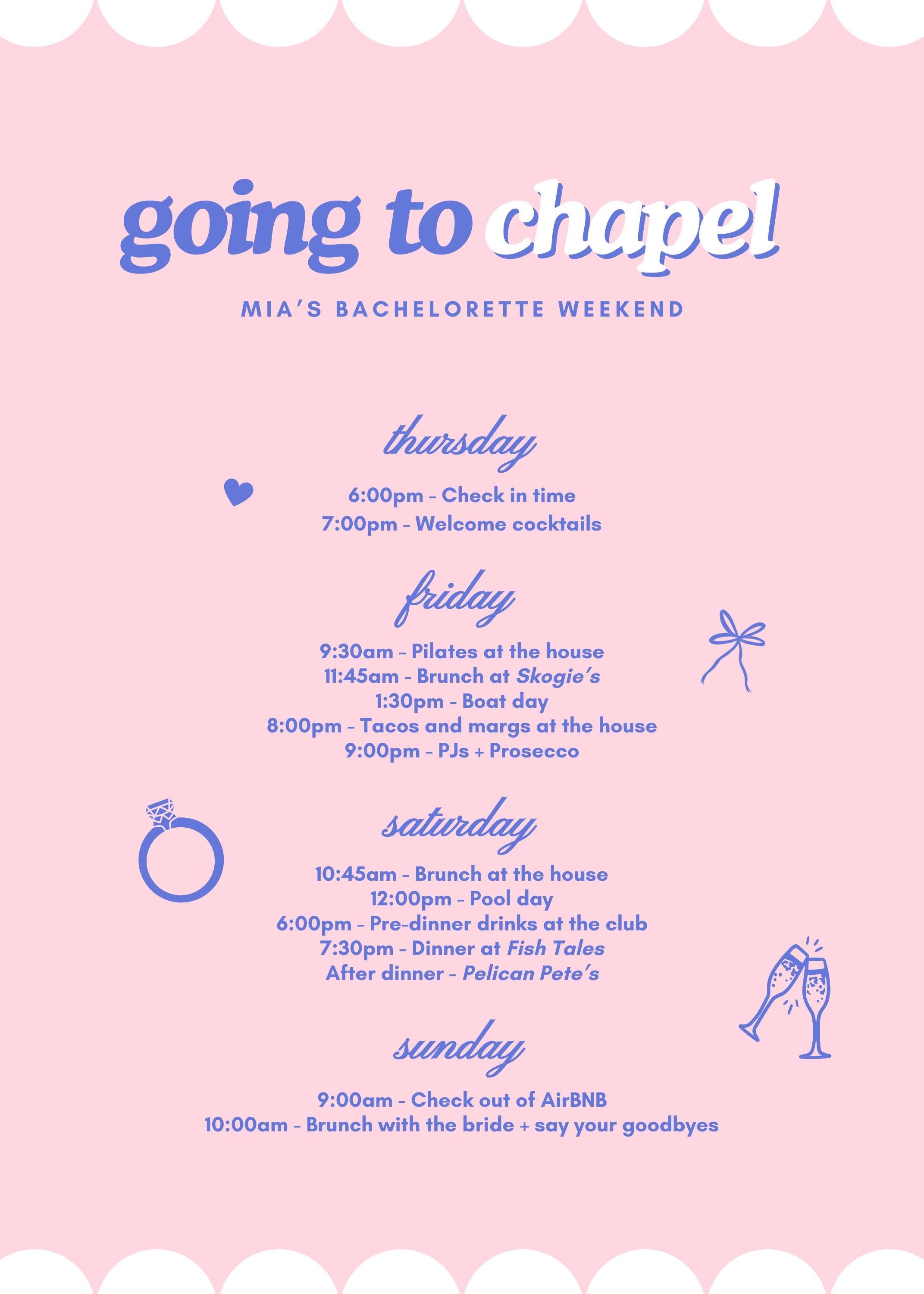 Going to the Chapel Theme Bachelorette, Pink Bachelorette Invitation ...