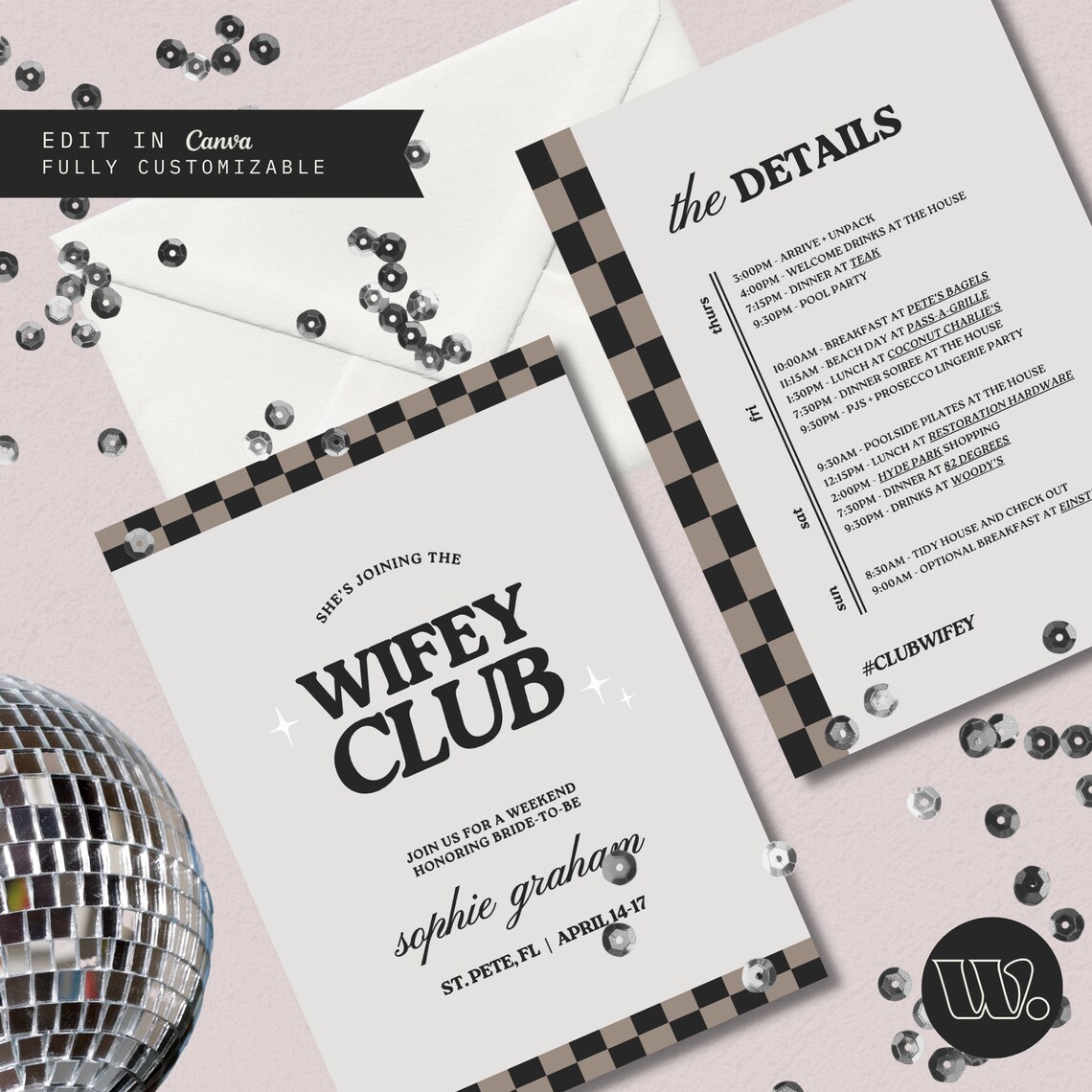 Wifey Club Bachelorette Invitation, Trendy Bachelorette Invitation ...
