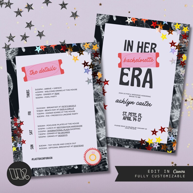 Eras Tour Confetti Trendy Swiftie Bachelorette Invitation - Etsy