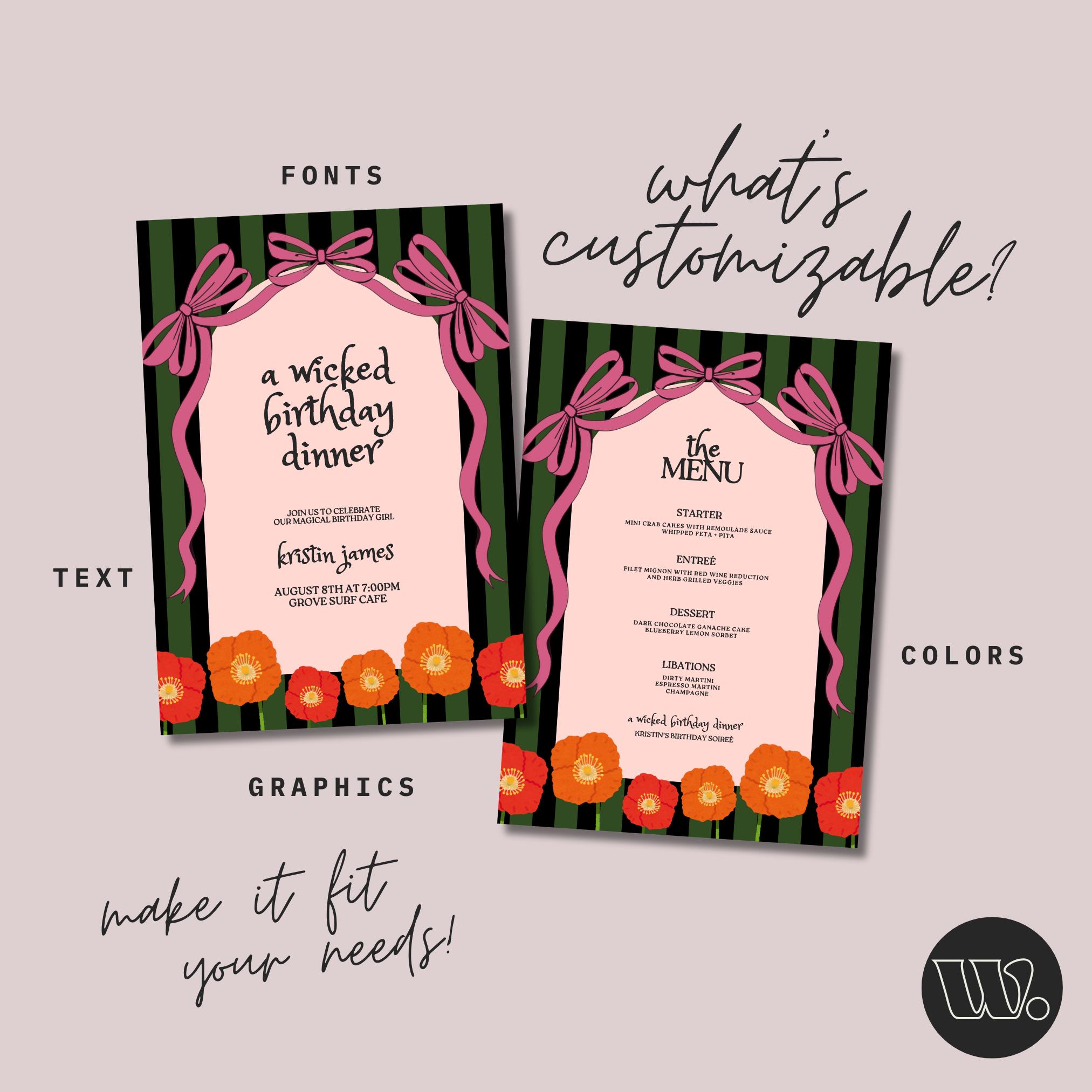 Wicked Birthday Invite, Defying Gravity Birthday, Pink and Green ...