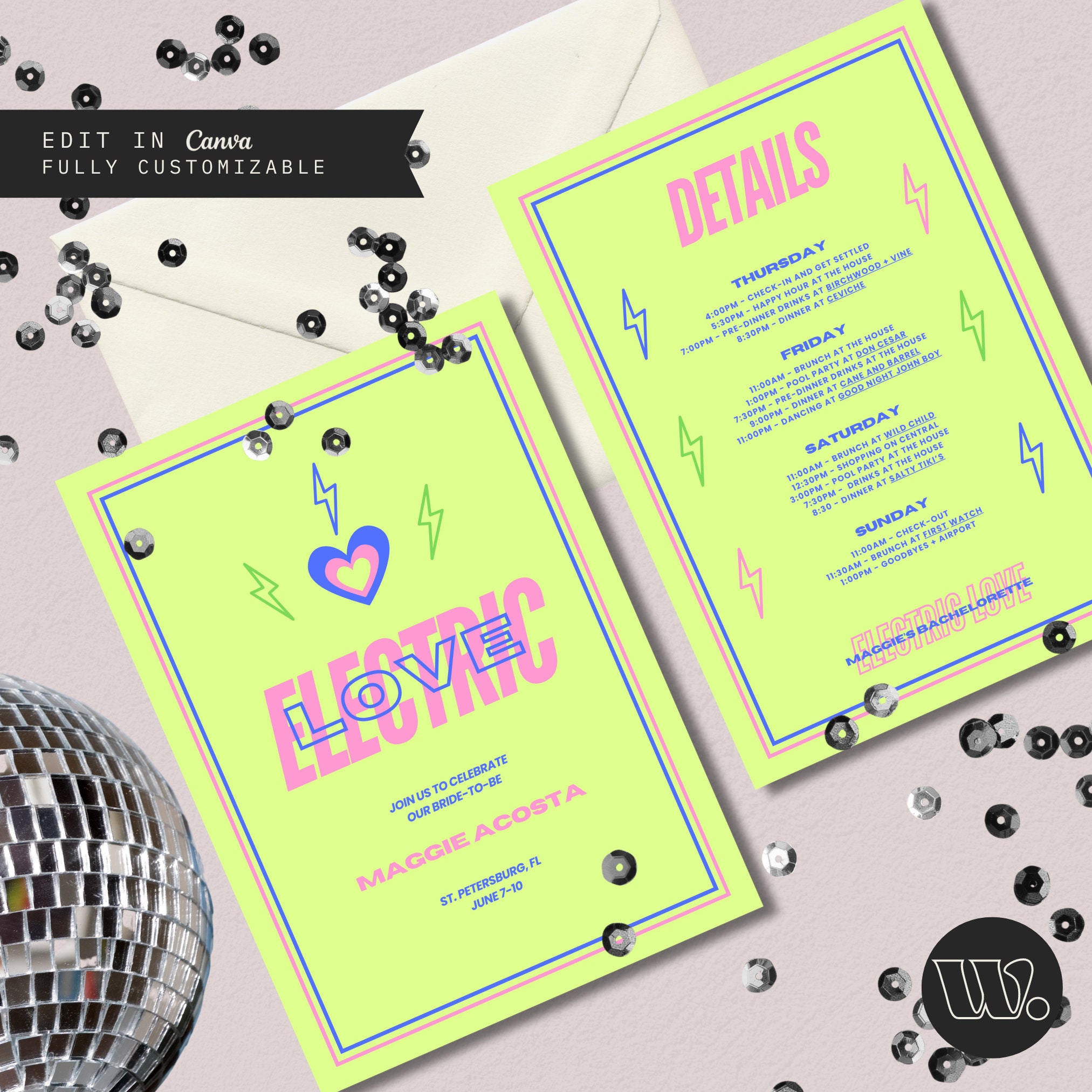 Electric Love Bachelorette Neon Bachelorette Party Neon Bachelorette