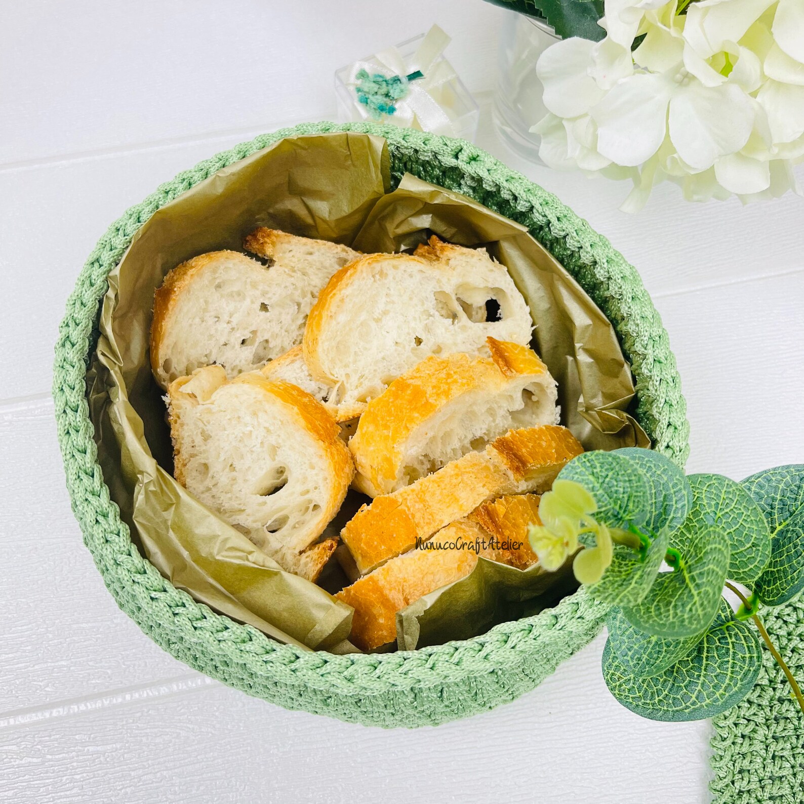 Crocheted Cotton Bread Basket: Farmhouse Kitchen Storage - Etsy
