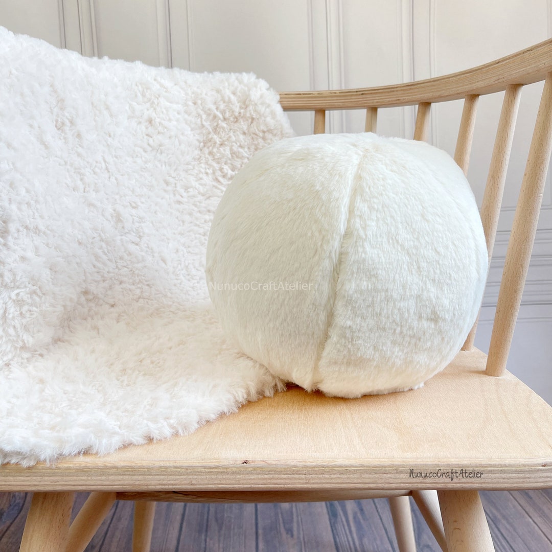 Plush Ball Pillow, Boucle Sphere Pillow, Plush Ball Cushion, Fur Ball ...