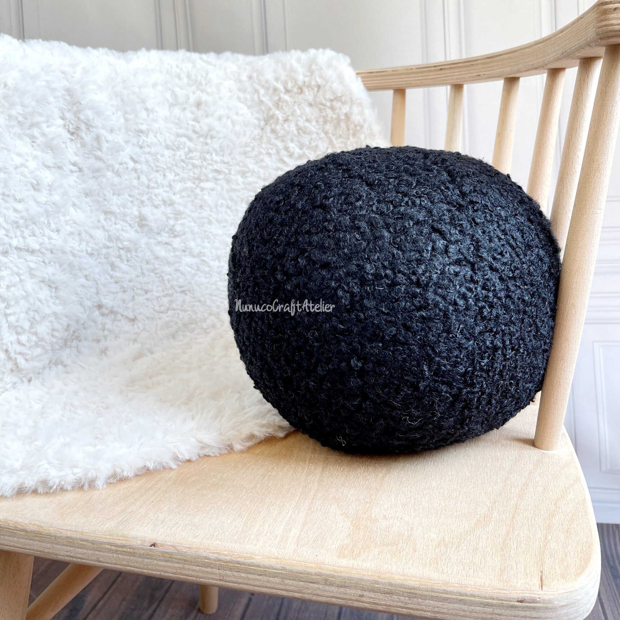 Handmade Teddy Boucle Ball Pillow: Decorative Round Cushion - Etsy