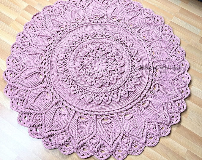 Crochet Round Rug, Knitted Carpet Rug, Macrame Rug, Hand Knitted Rug ...