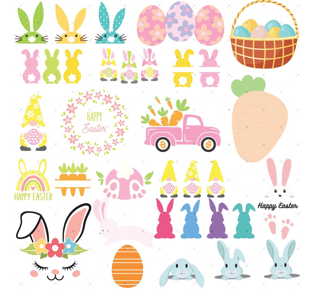 50 Bundle SVG, Easter, Easter Bunny, Easter Eggs, Happy Easter, SVG ...