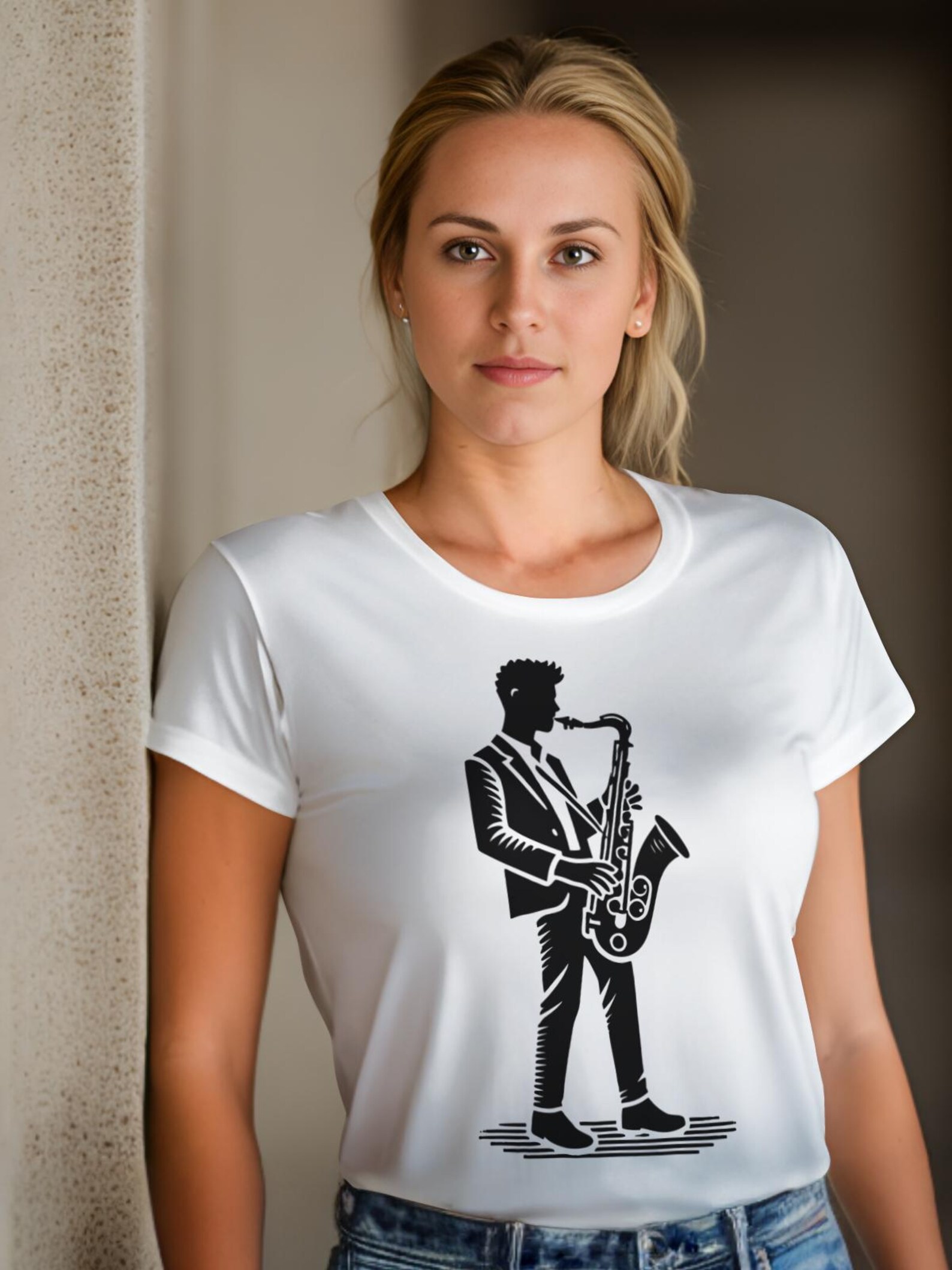 Jazz Saxophone Player Silhouette Digital Design Music Wall Art Svg Dxf ...