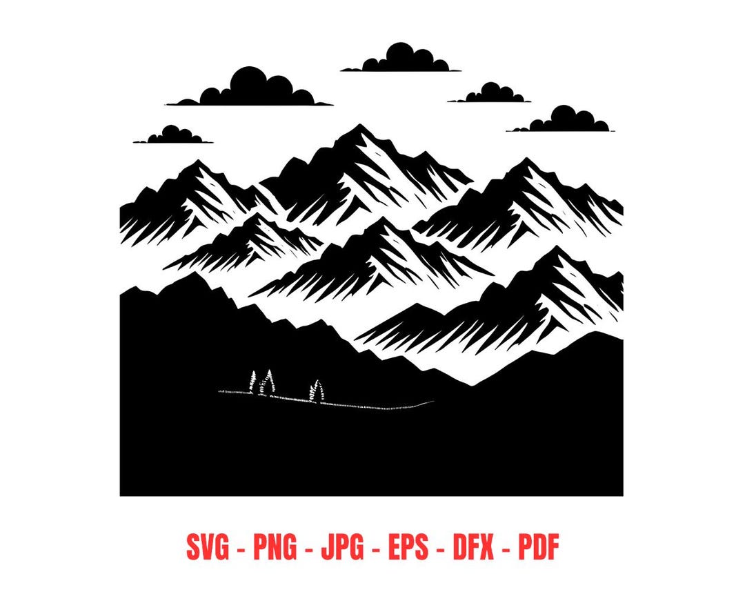 Mountain Landscape SVG, Nature Scene Cut File, Outdoor Adventure ...