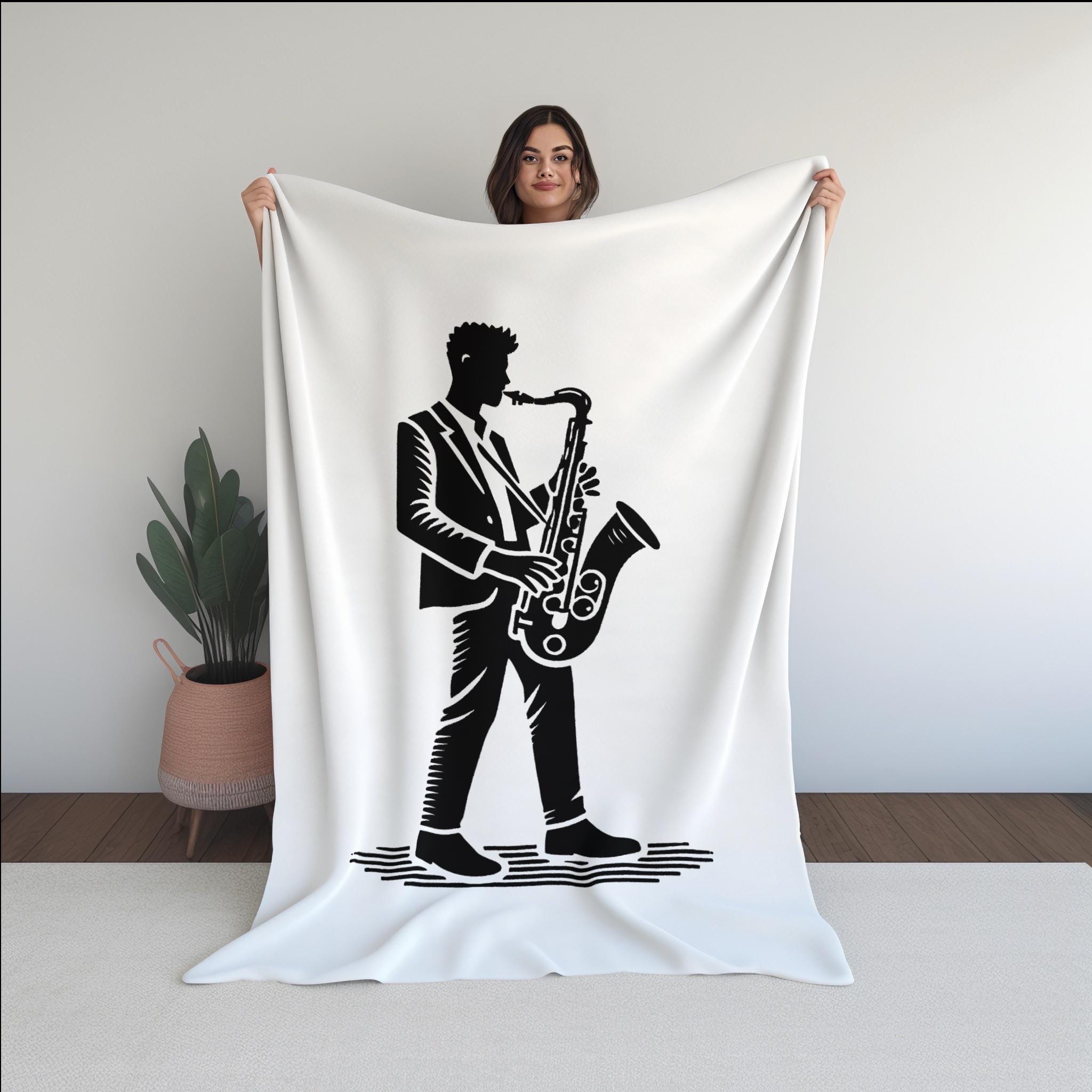 Jazz Saxophone Player Silhouette Digital Design Music Wall Art Svg Dxf ...