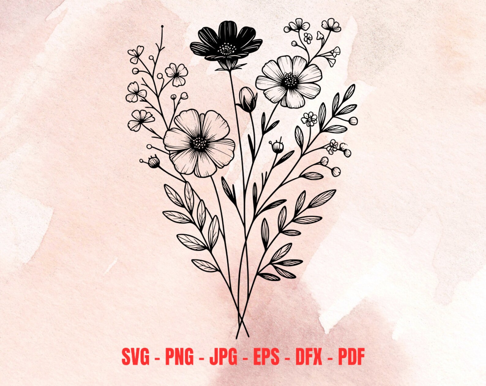Wildflower, Farmhouse Svg, Dxf, Wildflower Cut File, Floral Svg, Floral ...