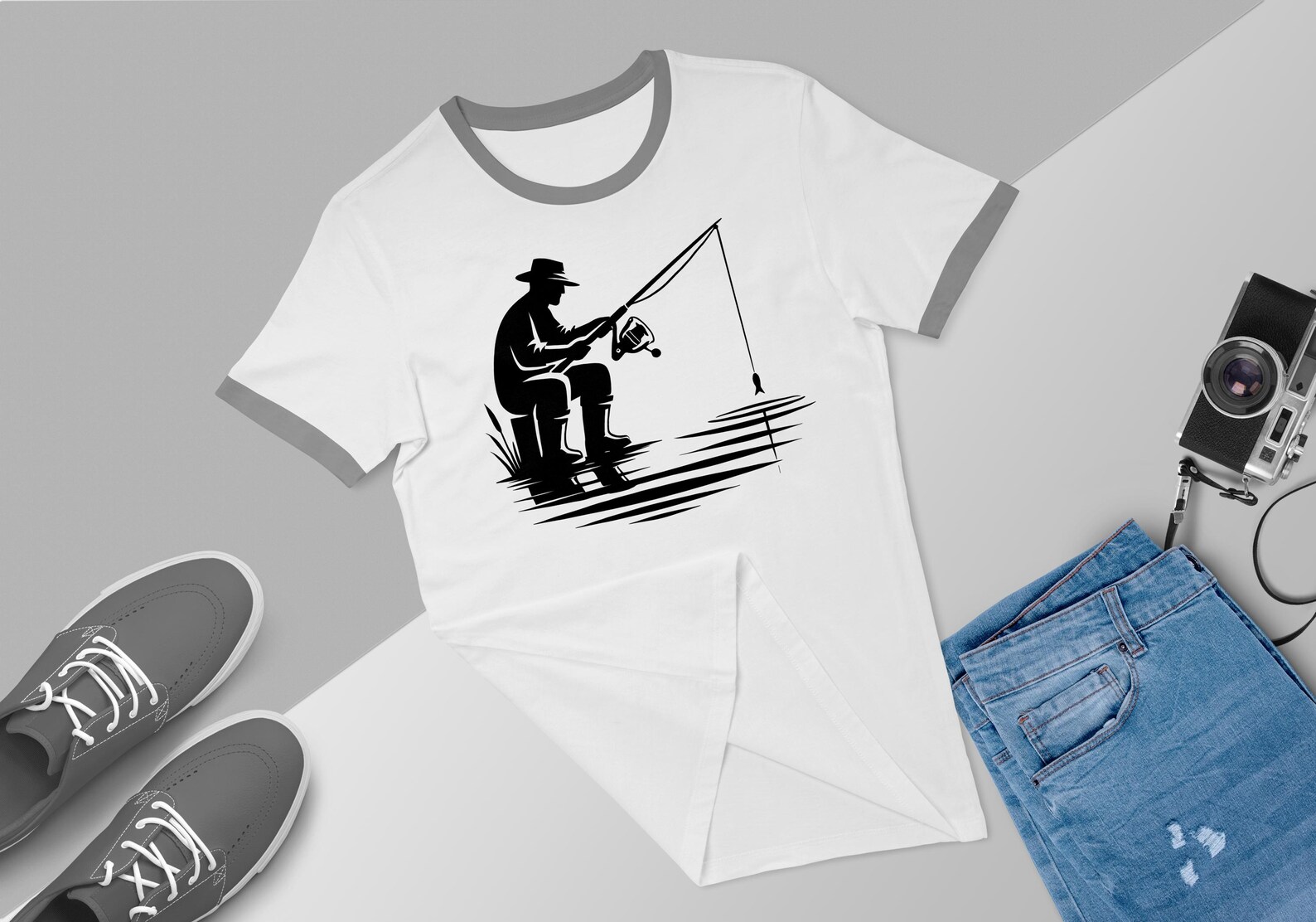 Fishing SVG, Fisherman Silhouette, Fish Angler Cut File, Fishing Rod ...