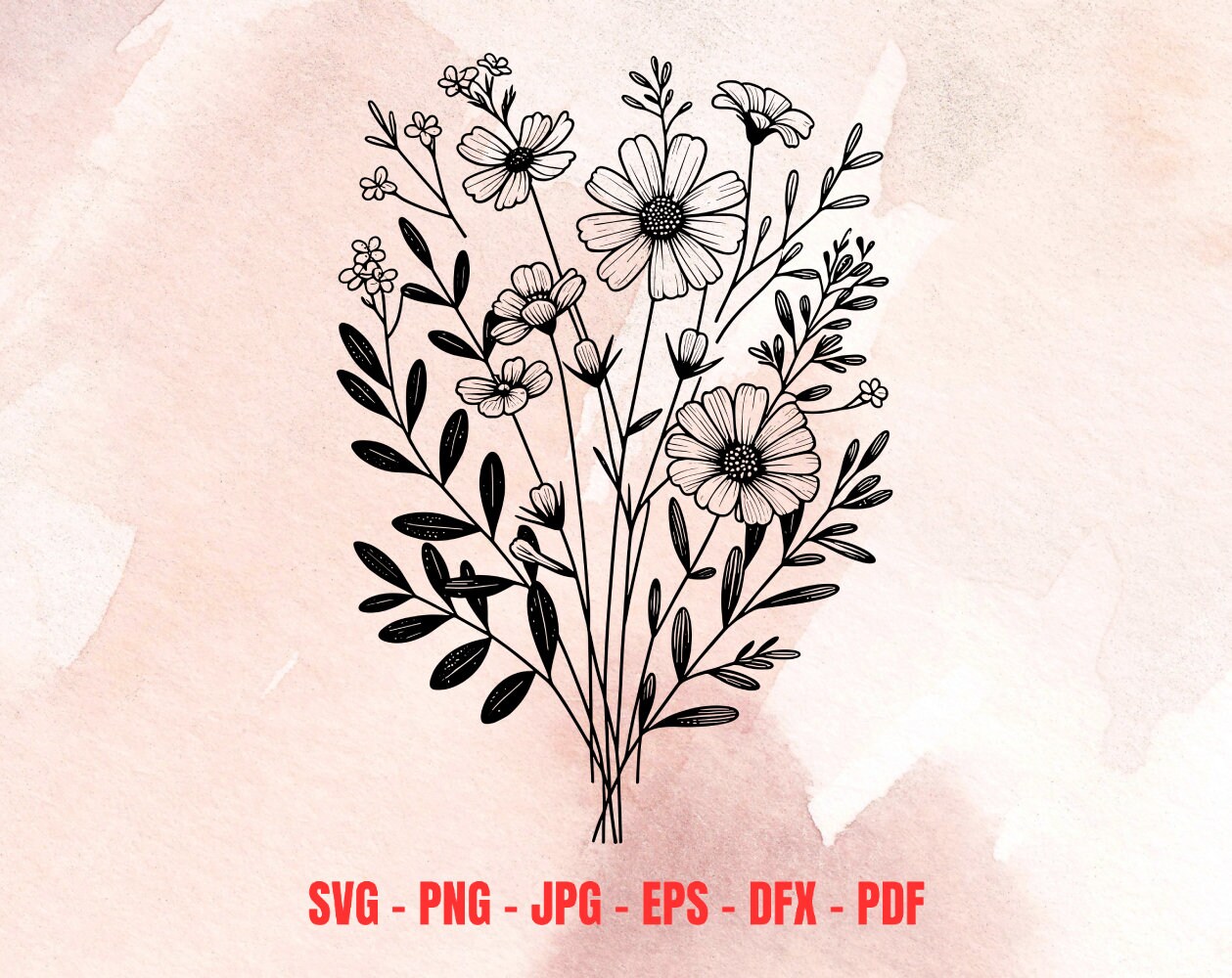 Wildflower, Cut File, Wildflower Cut File, Garden Icon Svg, Floral Svg ...