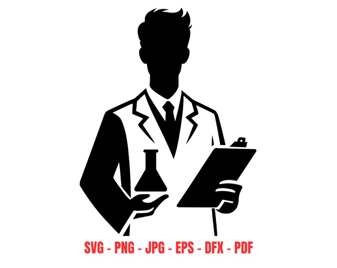 Scientist SVG, Lab Researcher Silhouette, Chemistry Teacher, Science ...
