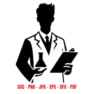 Scientist SVG, Lab Researcher Silhouette, Chemistry Teacher, Science ...