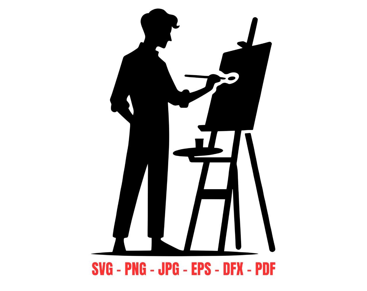 Artist Painting Svg Painter Silhouette, Art Studio Clipart, Creative ...