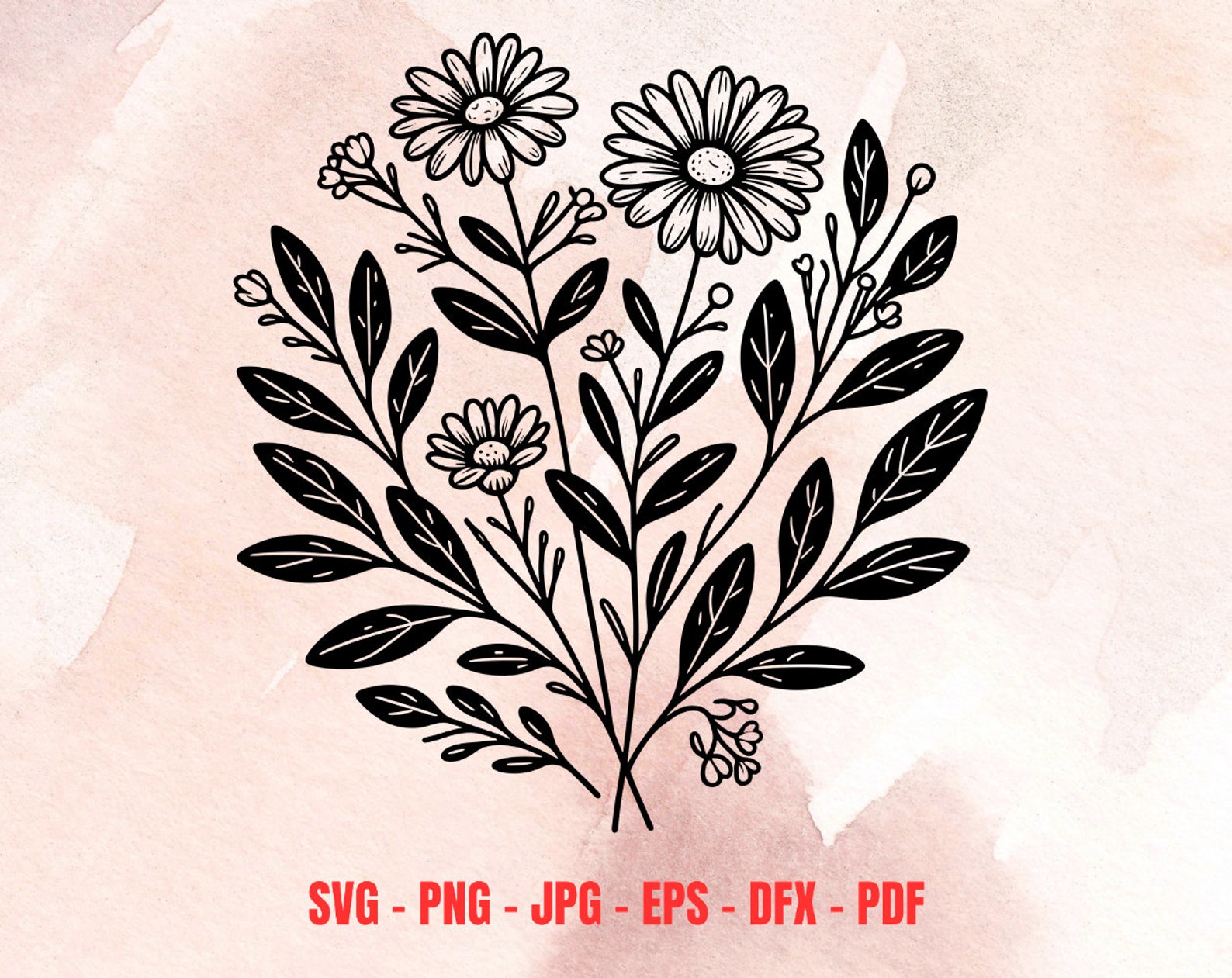 Flower Shapes Svg, Flowers Png, Wildflower, Cute Flower Svg, Retro ...