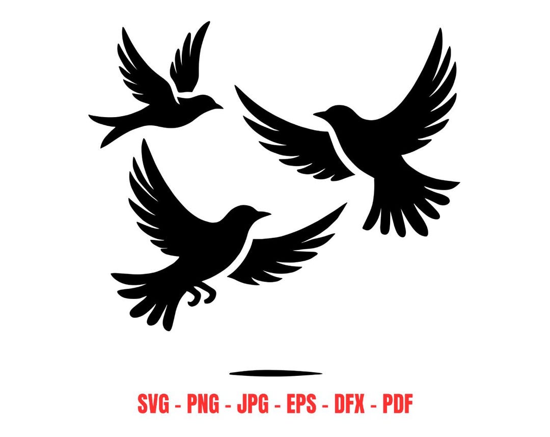 Flying Birds SVG, Bird Silhouettes Bundle, Dove Clipart, Flying Bird ...