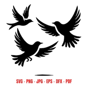 Flying Birds SVG, Bird Silhouettes Bundle, Dove Clipart, Flying Bird ...
