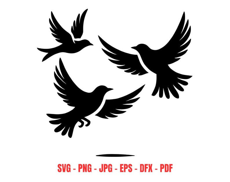 Flying Birds SVG, Bird Silhouettes Bundle, Dove Clipart, Flying Bird ...