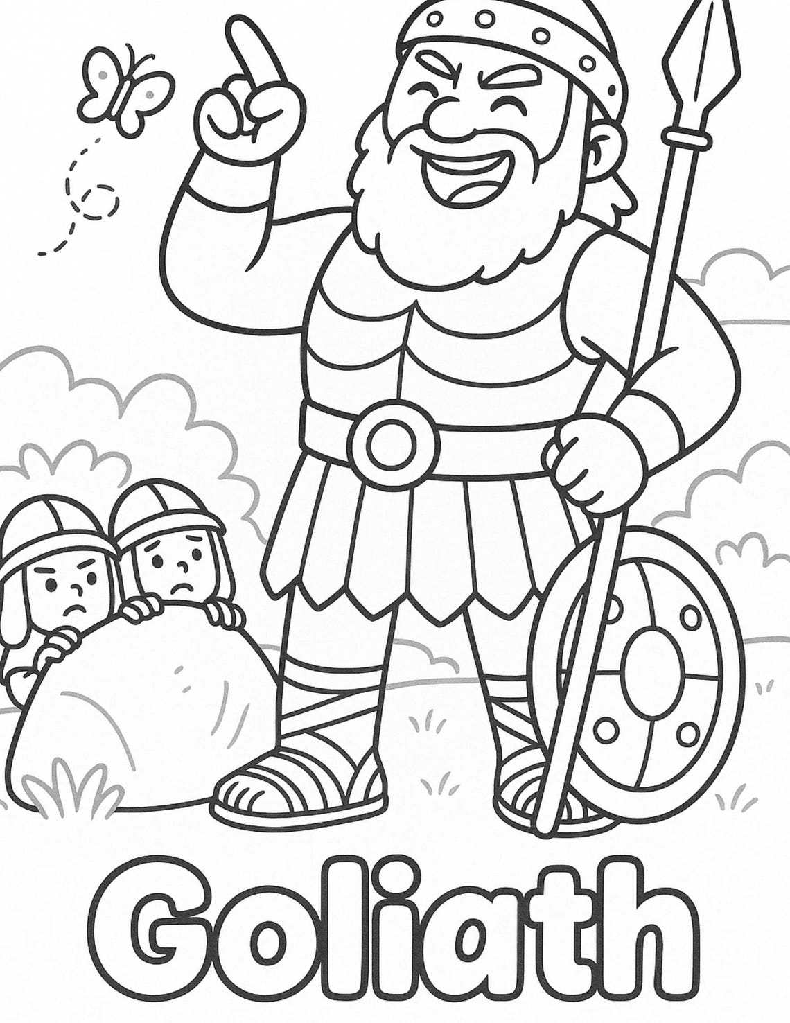 David and Goliath Coloring Pages for Kids – Bible Story Printable ...