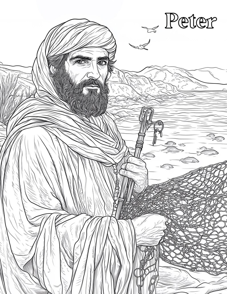 Christian Coloring Sheet of Peter the Apostle From the Bible | Perfect ...