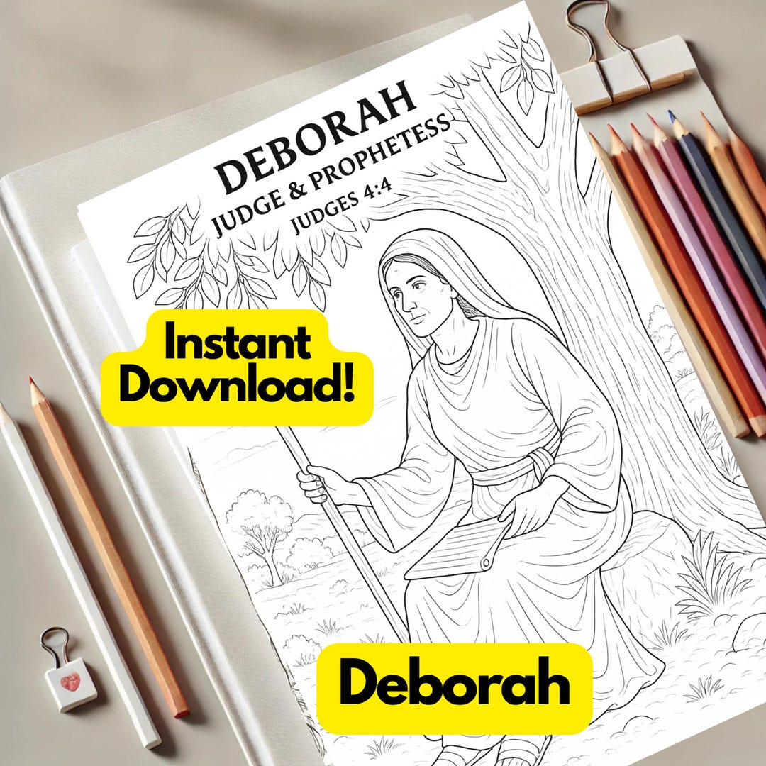 Deborah Bible Coloring Page – Printable Women of the Bible Line Art ...