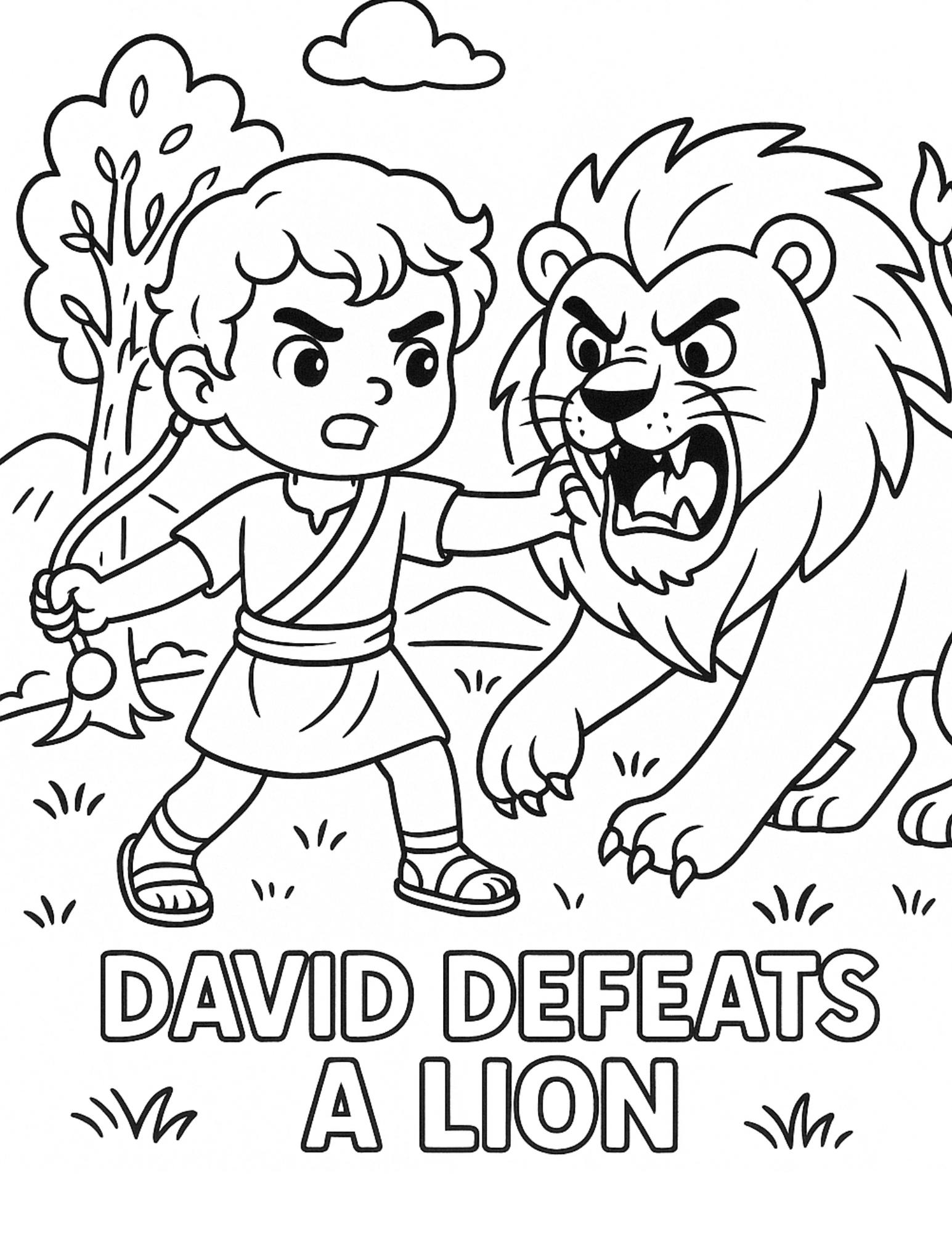 David and Goliath Coloring Pages for Kids – Bible Story Printable ...