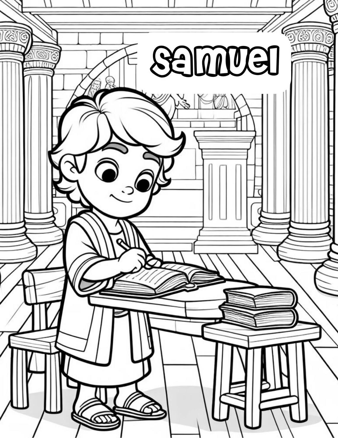 Samuel Biblical Christian Coloring Sheet | Bible Story Coloring Sheet ...