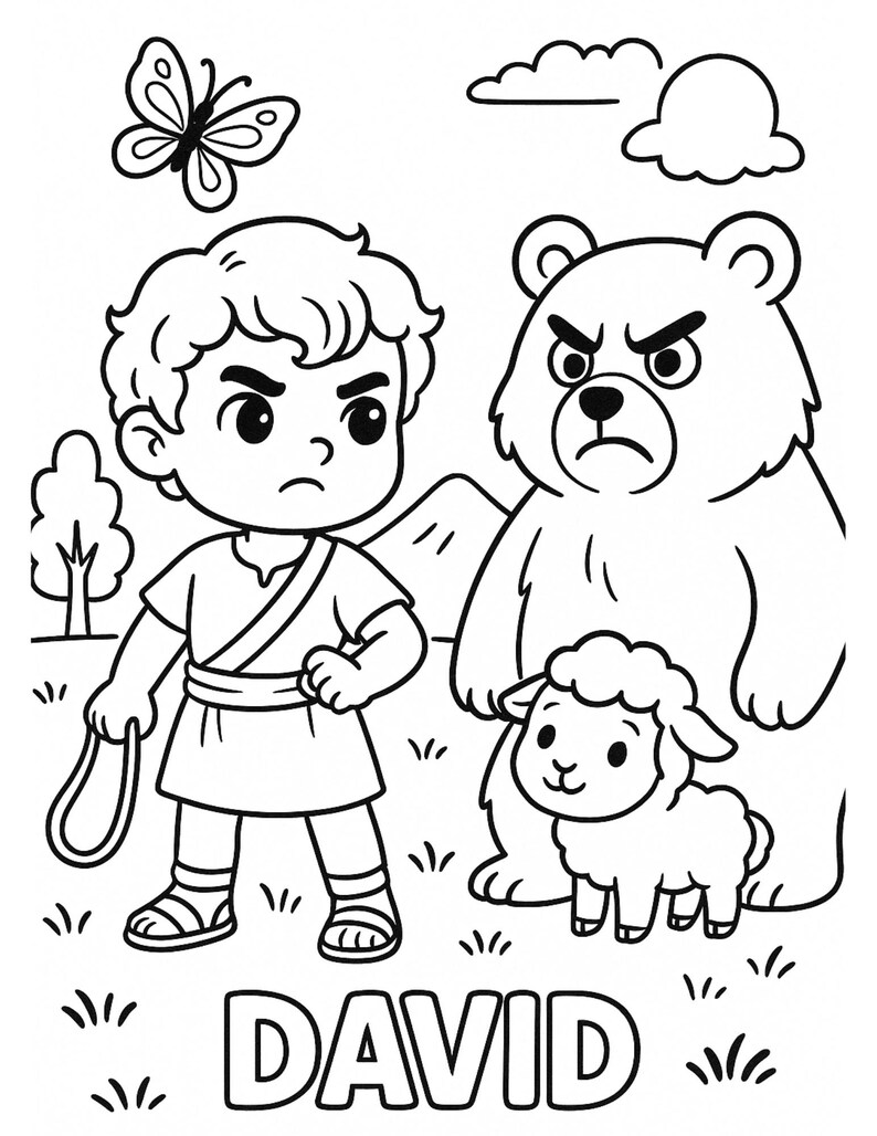 David and Goliath Coloring Pages for Kids – Bible Story Printable ...