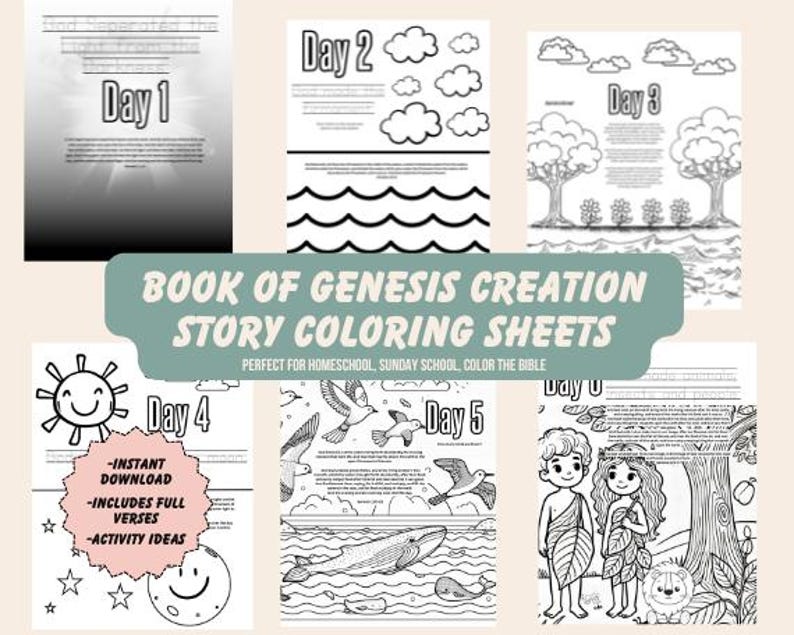 Genesis 1-2 Creation Story Coloring Pages | Color the Bible for ...