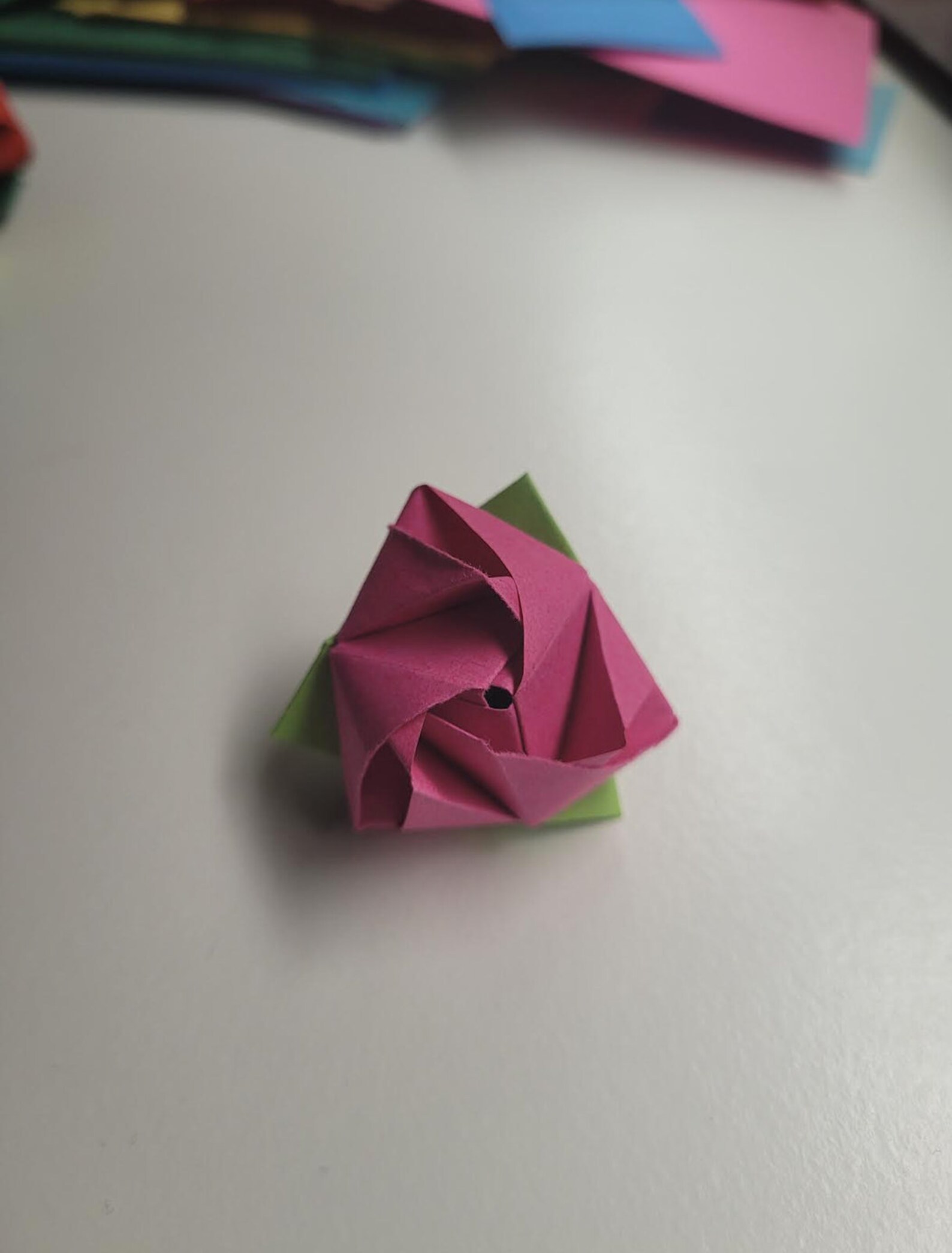 Origami Paper Rose Flower Cube Pink, Red, Light Blue, Dark Blue, Purple ...