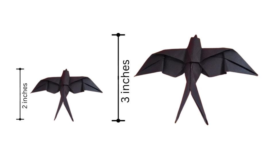 Origami Swallow Paper Bird - Color and Size Variation - Etsy