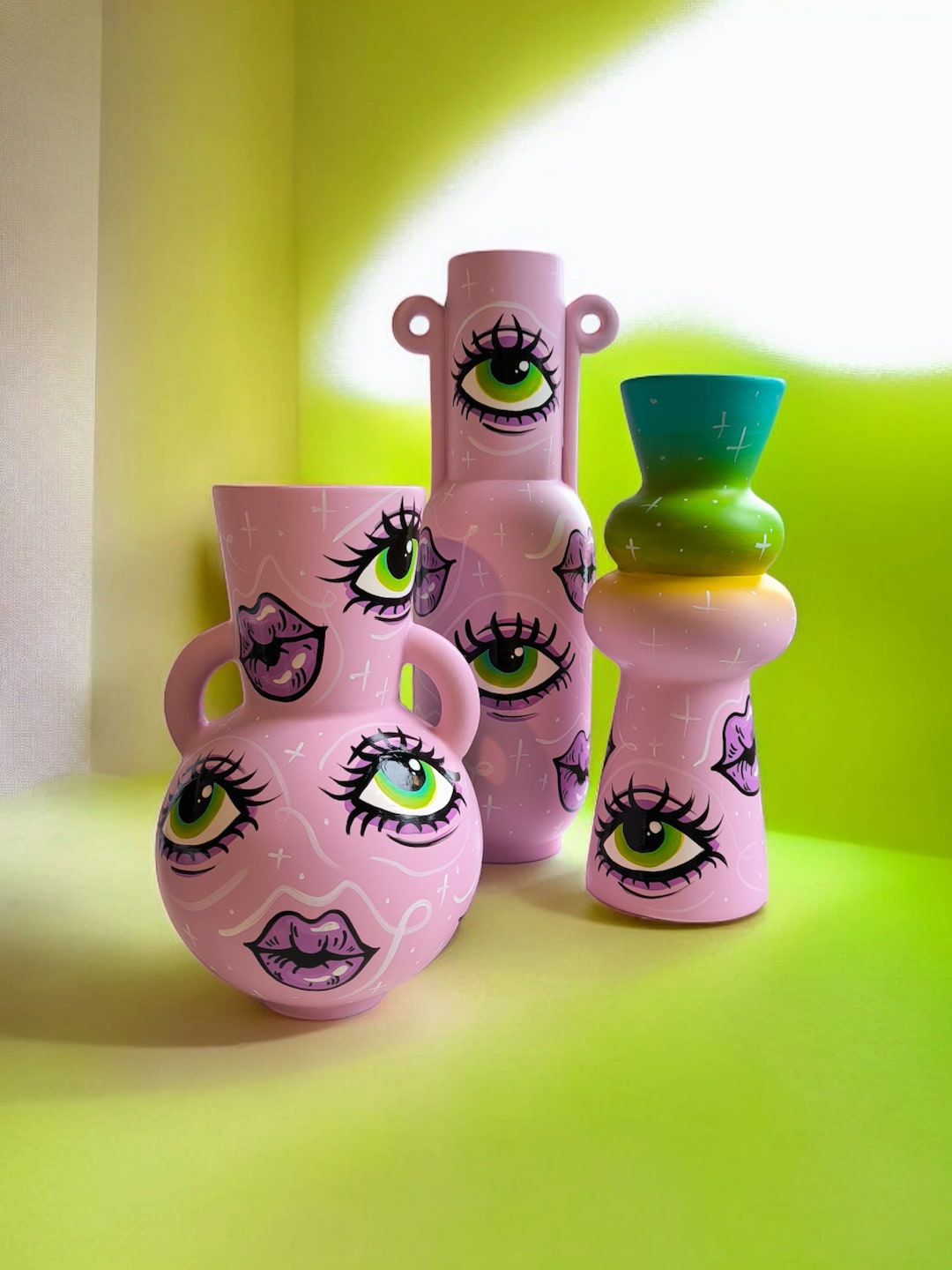 Hand-painted Pastel Pink Ceramic Vase – Modern Pop Art Home Decor - Etsy