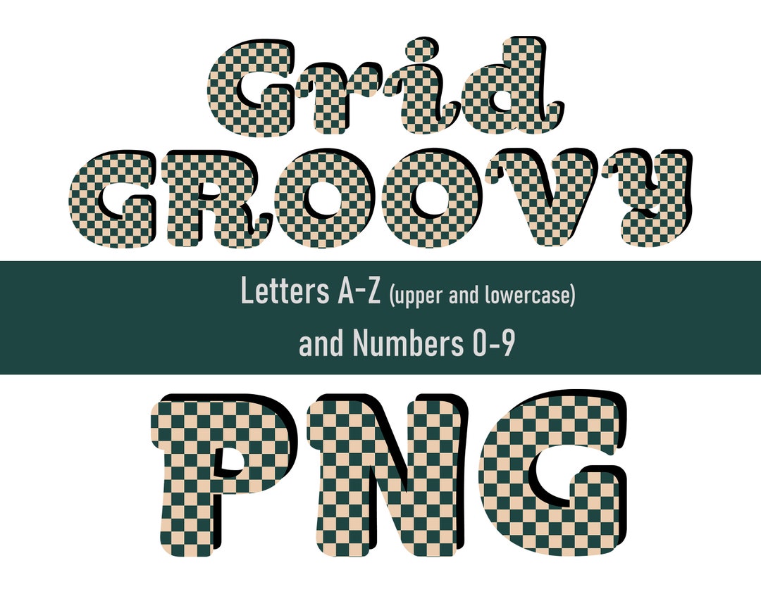 Groovy Retro Alphabet and Numbers Set PNG Files 90s 60s Retro Doodle ...