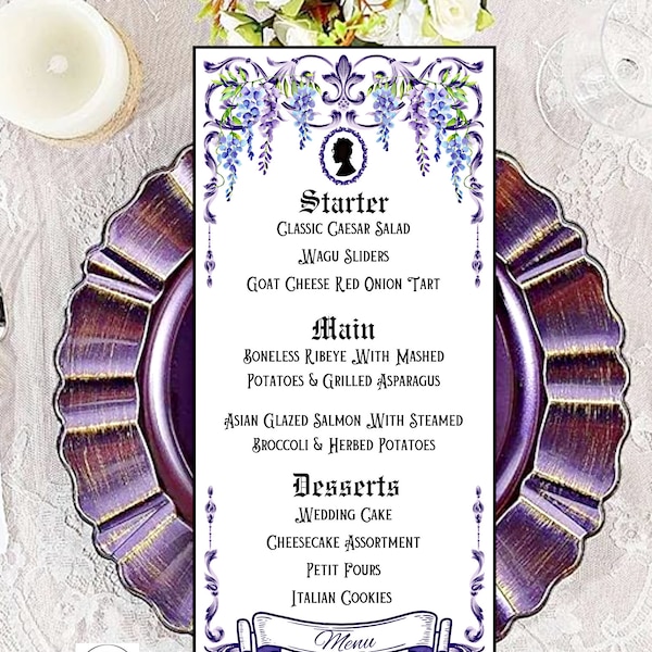 Bridgerton Themed Menu Editable - Etsy