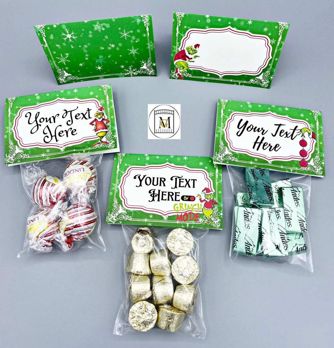 Grinch Christmas Food Label-candy Label-12 - Etsy