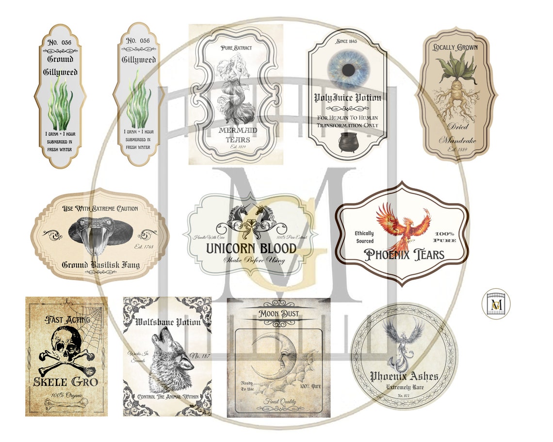 Wizard Potion Bottle Label Bundle Download - Etsy