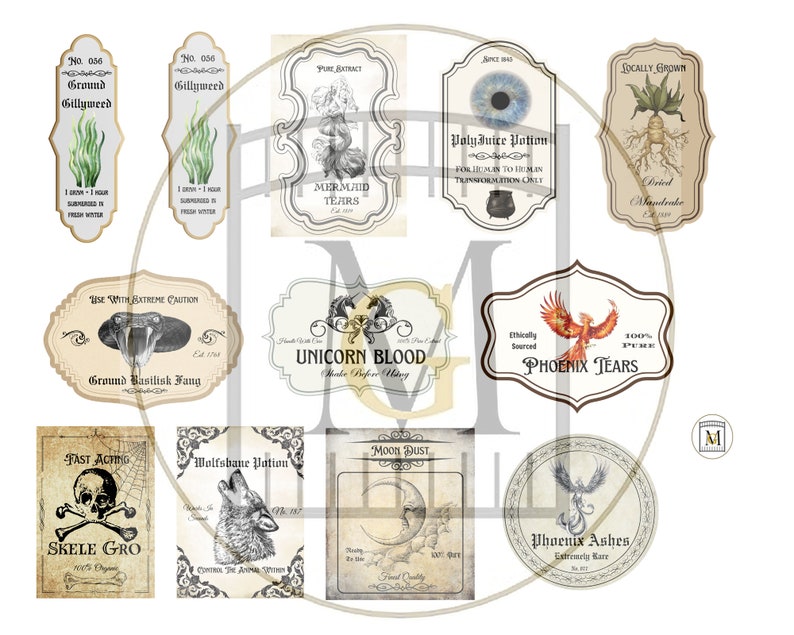Wizard Potion Bottle Label Bundle Download - Etsy