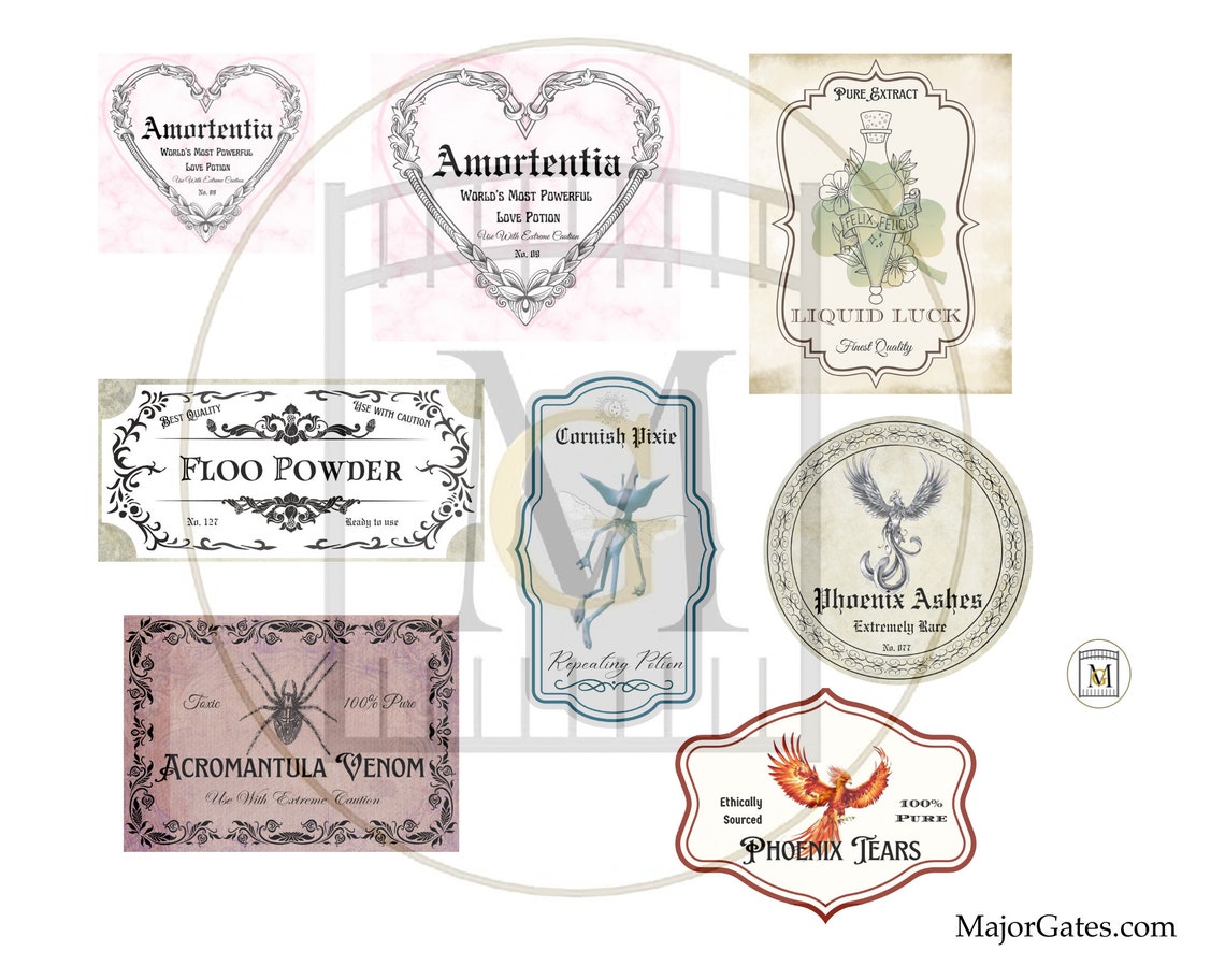 Wizard Potion Bottle Label Bundle Download - Etsy