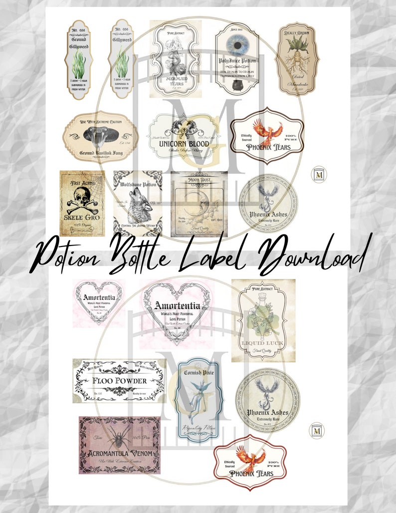 Wizard Potion Bottle Label Bundle Download - Etsy