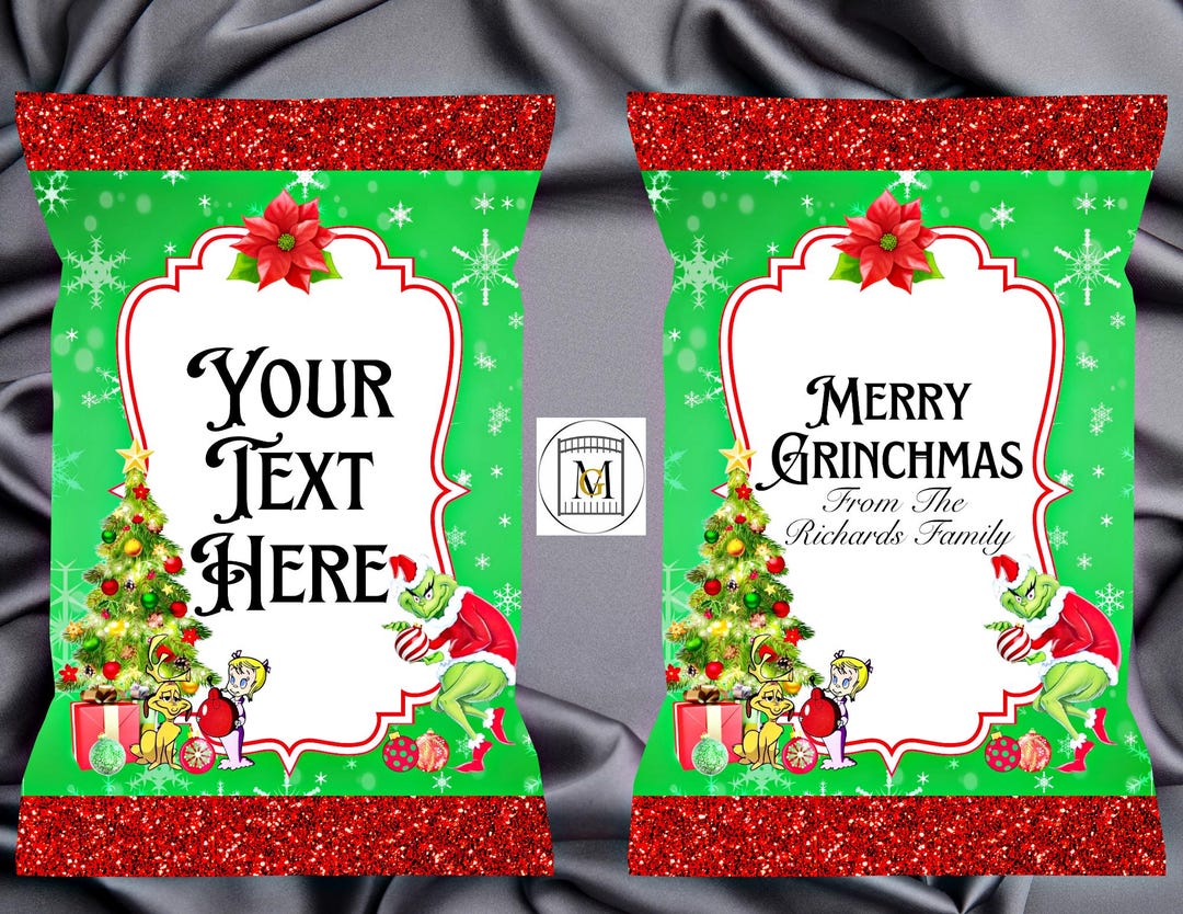 Grinch Party Chip Bag Cover/popcorn Cover/christmas Grinch Party Labels ...