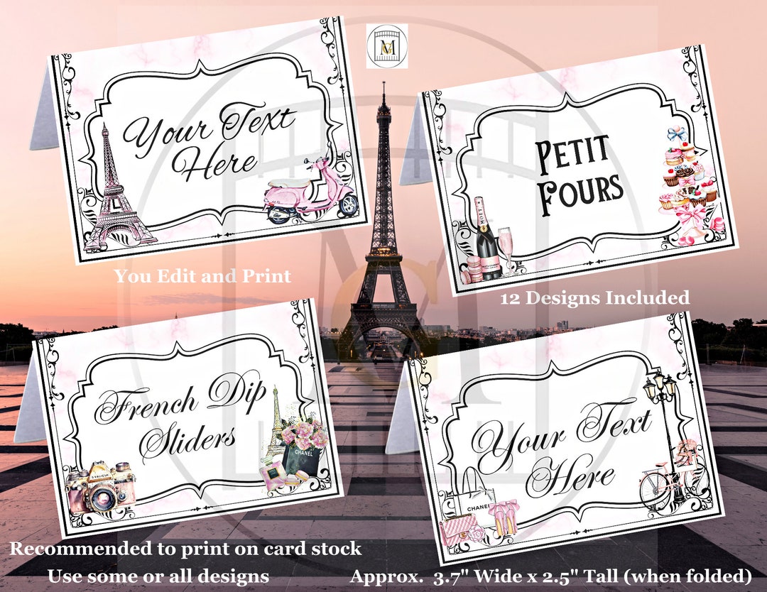 Paris Ooh La La Birthday Party Food Label-candy Label/editable/place ...