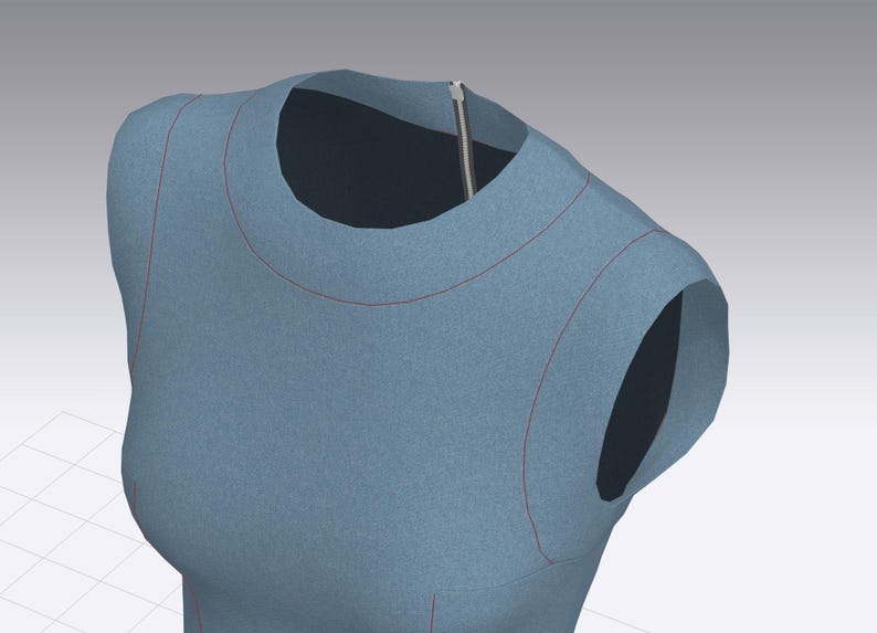 Clo3d Minimalist Sleeveless Denim Dress With Zipper | Fitted - Etsy