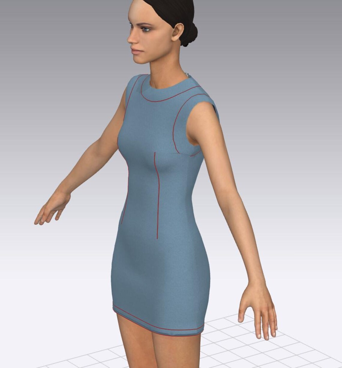 Clo3d Minimalist Sleeveless Denim Dress With Zipper | Fitted - Etsy