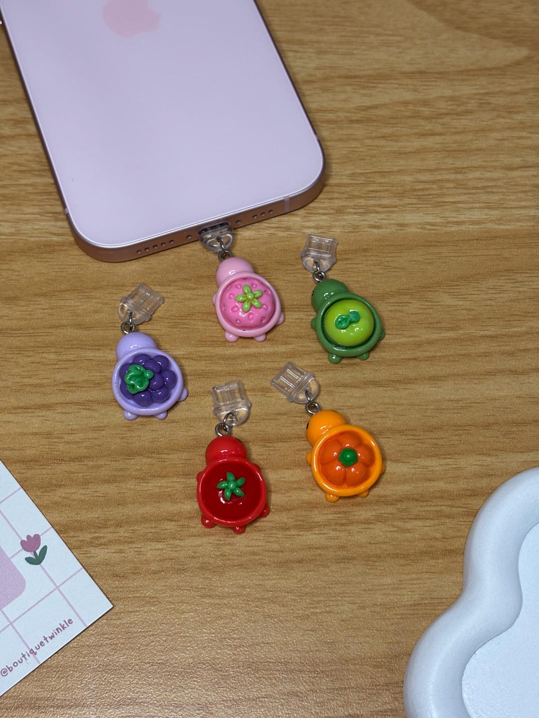 Usb-c/lightning Turtle Fruit Phone Charm, Dustproof Charm for Usb-c ...