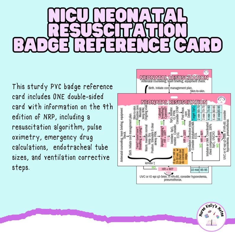 9th Edition NRP Badge Reference Card: NICU Neonatal Resuscitation - Etsy