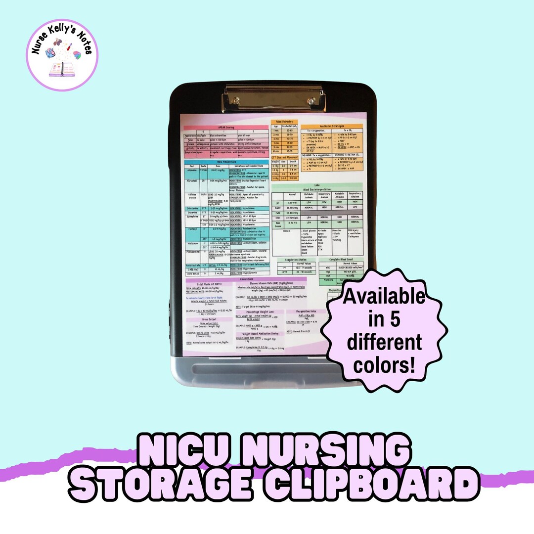 Neonatal ICU Storage Clipboard | Resources for NICU Nurses and Nursing ...