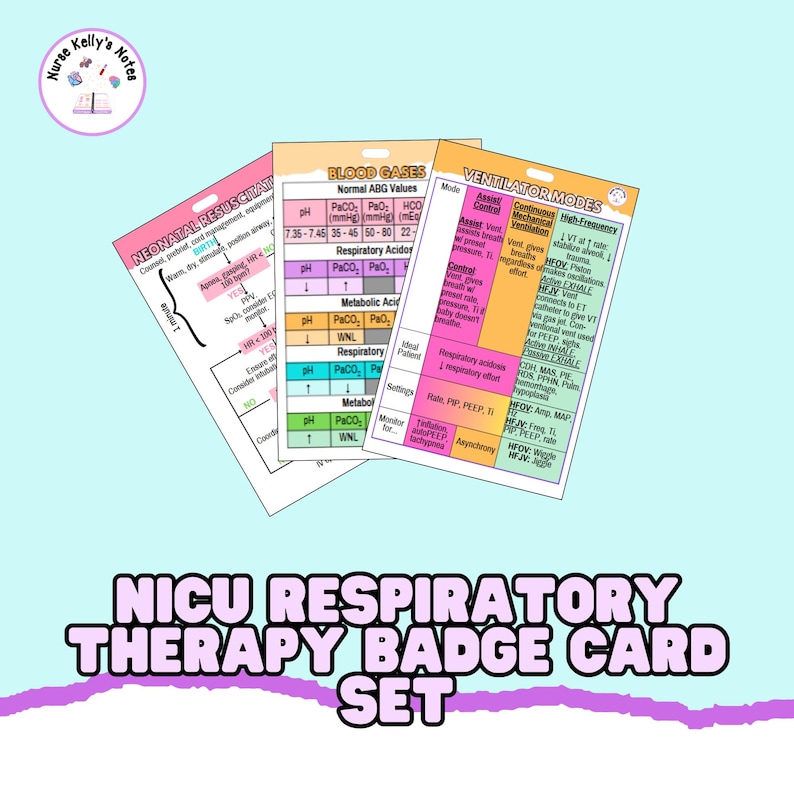 NICU Respiratory Badge Reference Card Set: Wearable Badge Buddies for ...